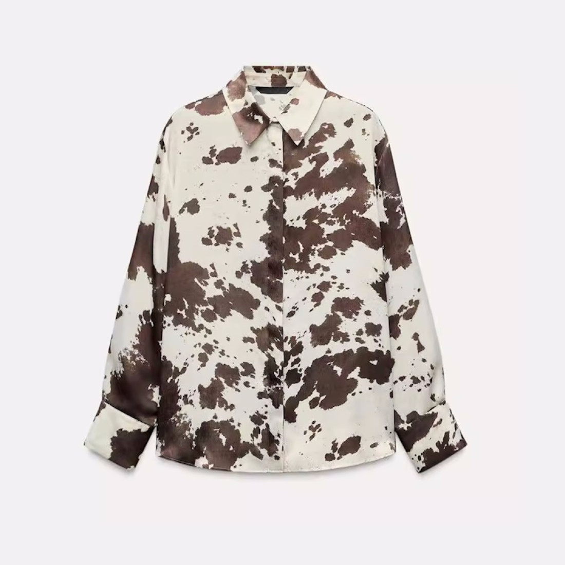 Amelia Holstein Dual-Colour White Brown Satin Long Sleeve Blouse